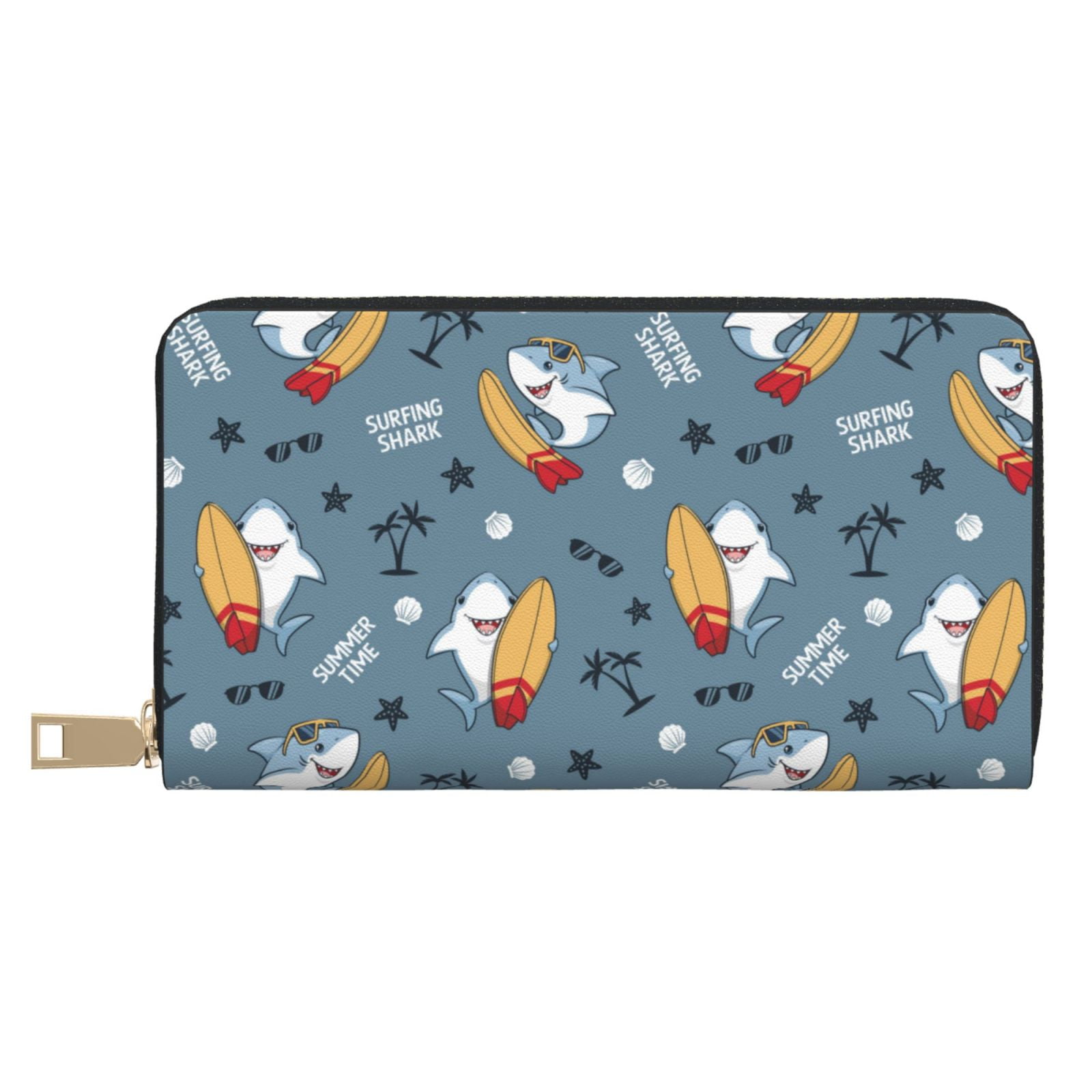 Surf shark Wallet Women, Leather Bifold Multi Card Wallet, Women's ...