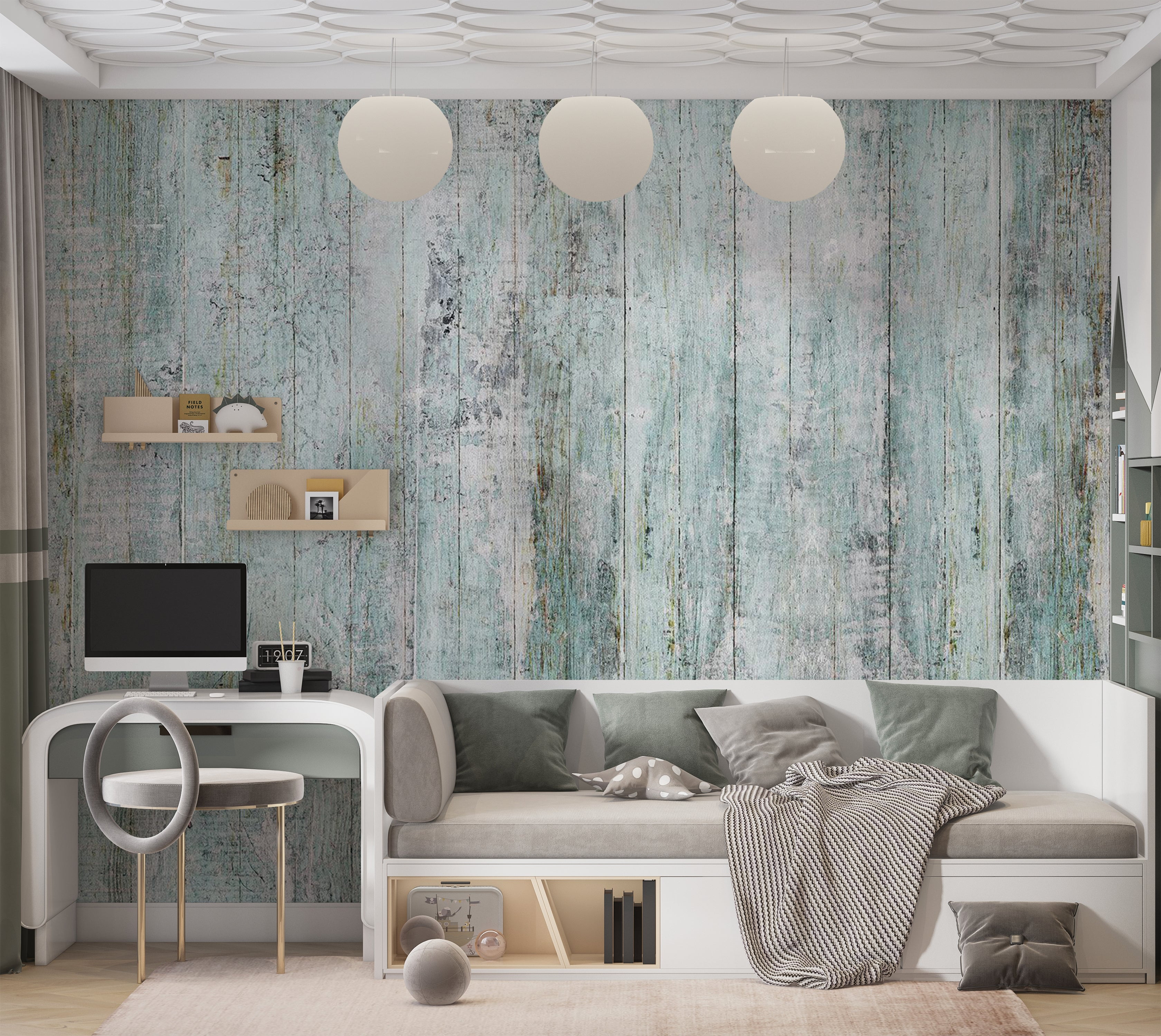 Surface Background Wallpaper Wall Mural - Rustic Light Blue Wood ...