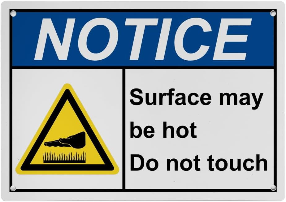Surface May Be Hot Do Not Touch Sign, Industrial Hot Burn Sign 8"x12 ...