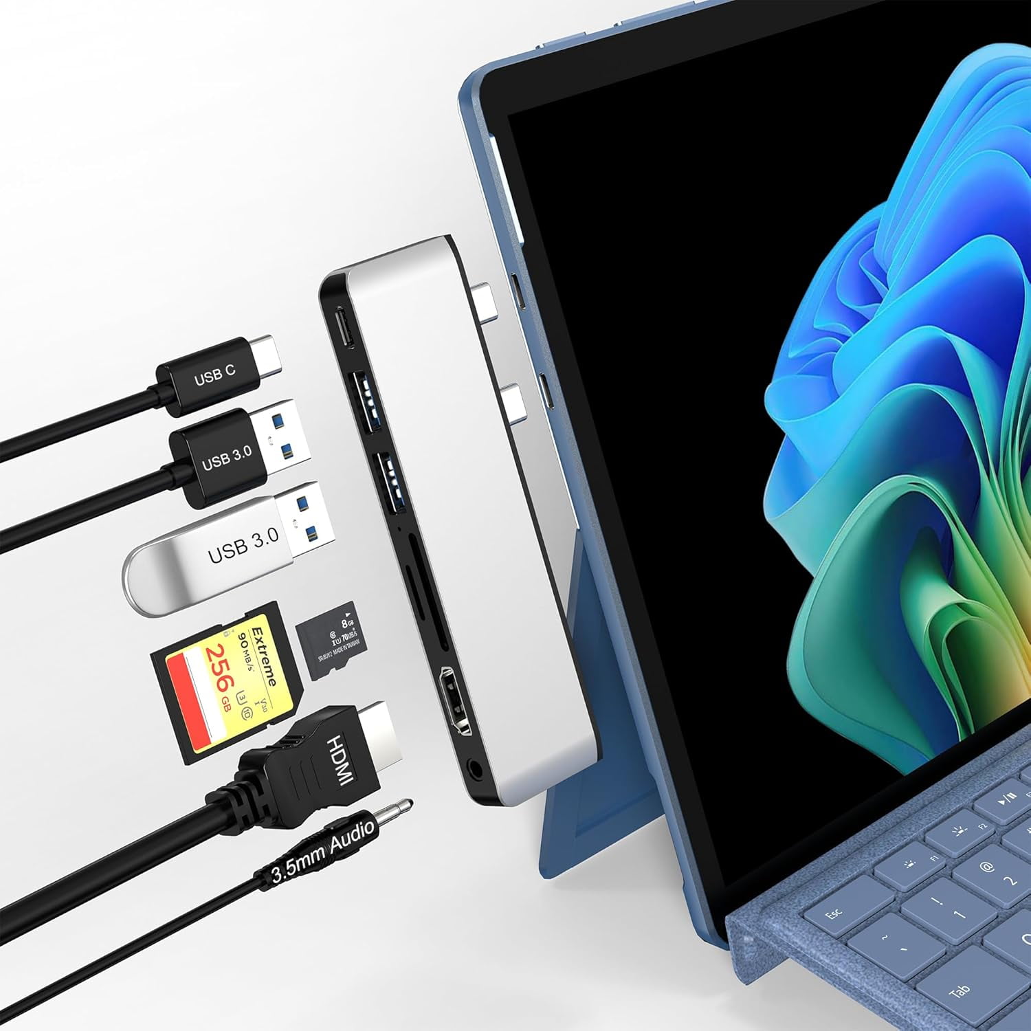 Surface Pro 11/10/9 Docking Station Adapter - 7-in-1 Surface Pro 11 Hub ...
