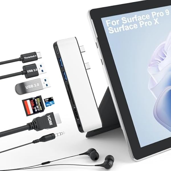 Surface Pro 9/Pro 11 Hub Docking Station, 7 in 1 Triple Display Surface ...