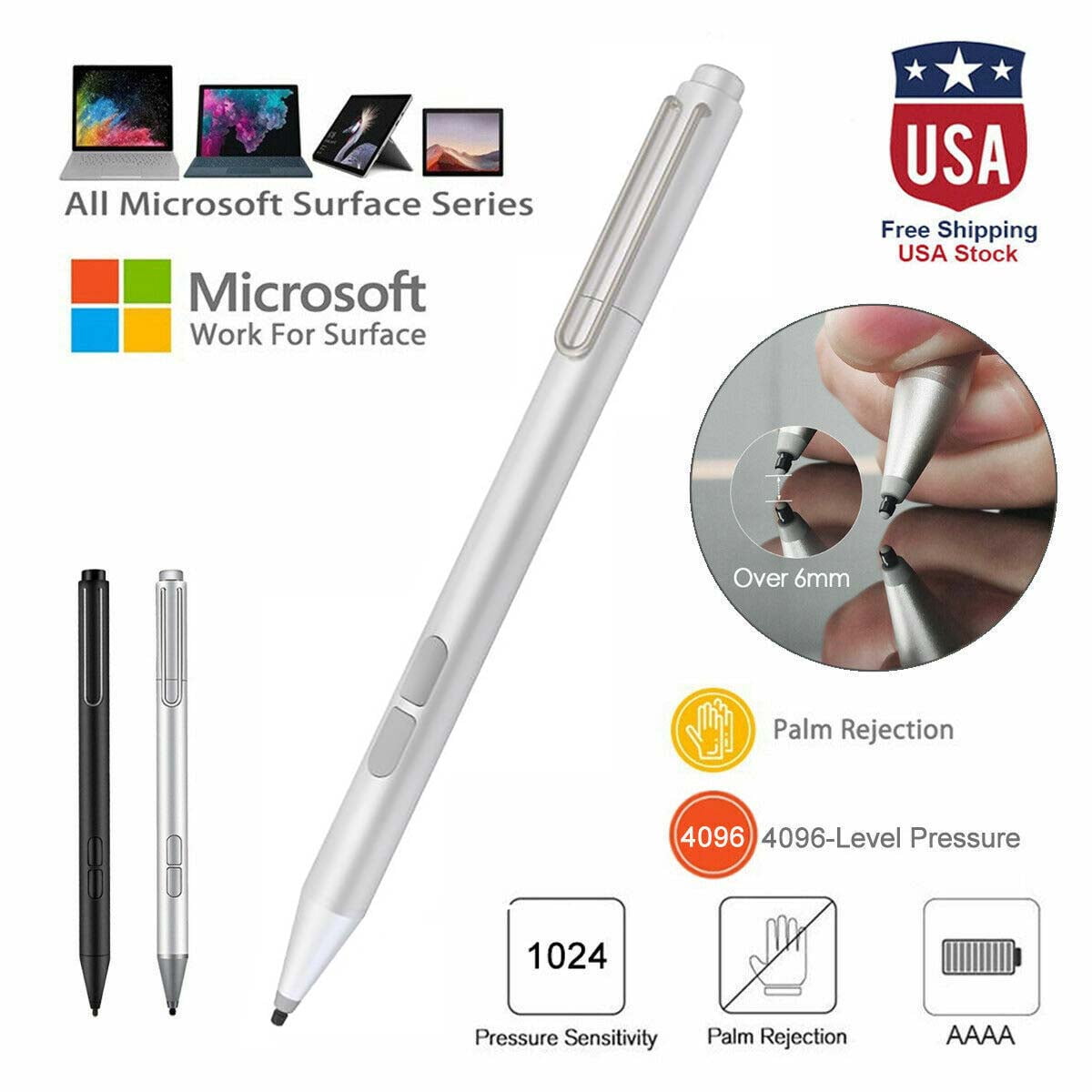 Surface Stylus Pen For Microsoft Surface Pro 3/4/5/6/7 Go Book Studio Laptop Pen Whi - Walmart.com