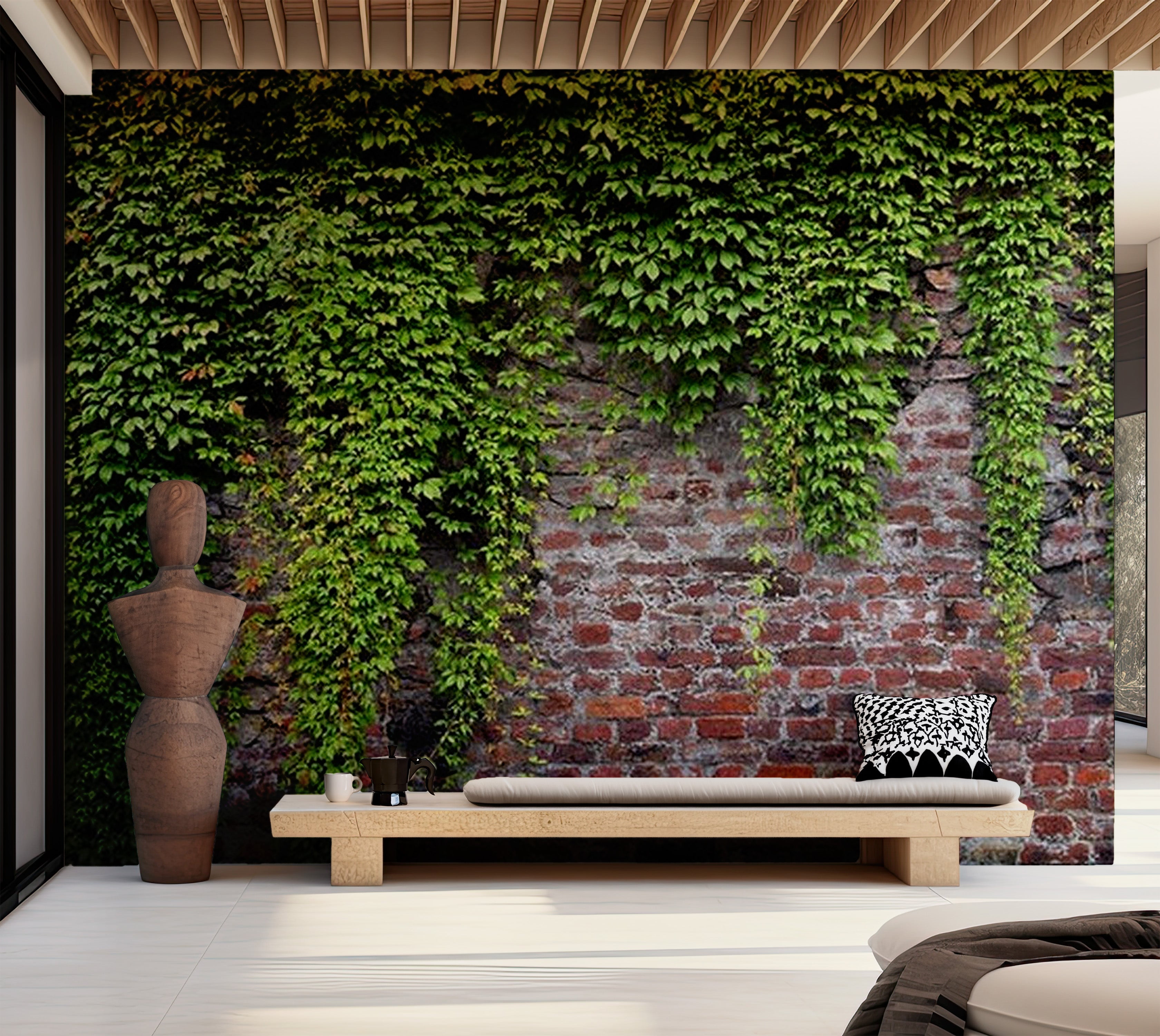Surface Texture Wallpaper Wall Mural - Old Brick Wall With Ivy ...