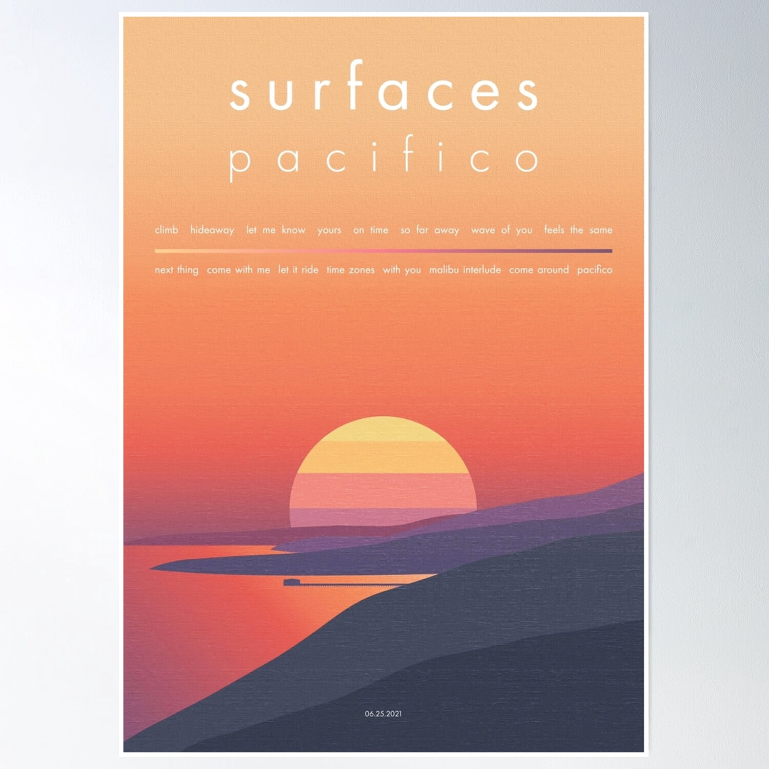 Surfaces Pacifico (2021) Band Album Cover Poster Wall Art, Modern Wall ...
