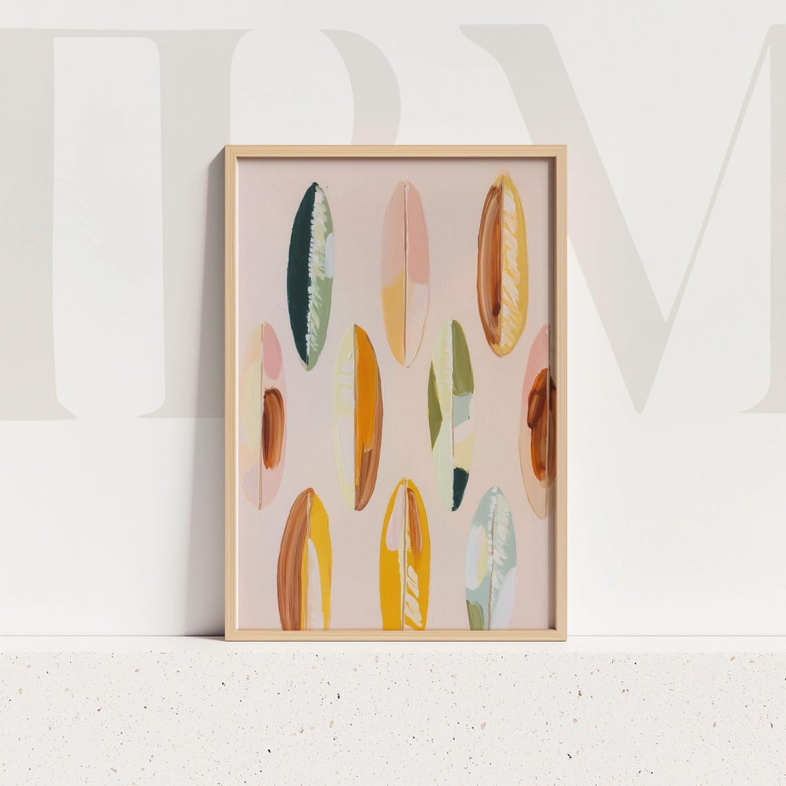 Surfboard Abstract Art Print, Earthy Coastal Pastel Home Decor UNFRAMED ...
