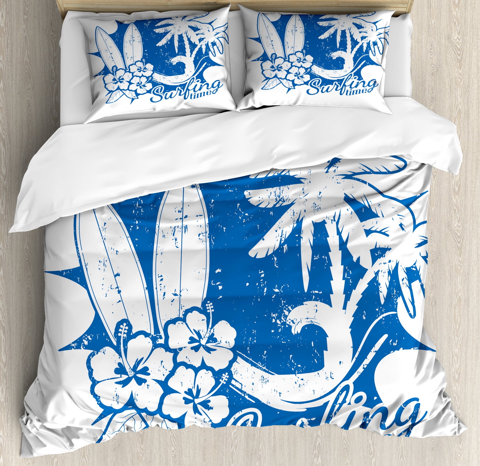 Surfboard Duvet Cover Set, Tropical Summer Beach Themed Grunge Pattern ...