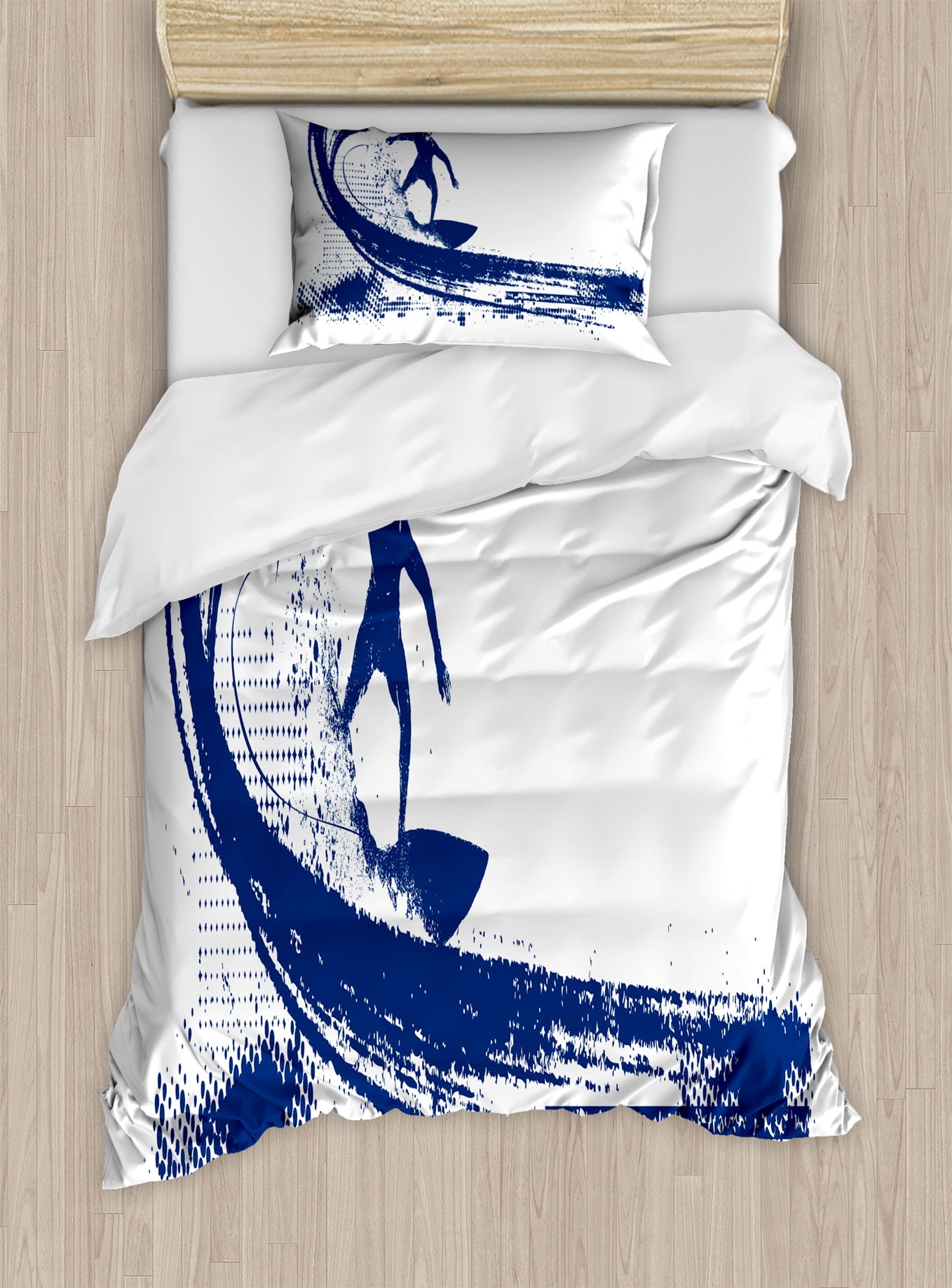 Surfboard Duvet Cover Set, Water Sports Activity Related Weathered ...