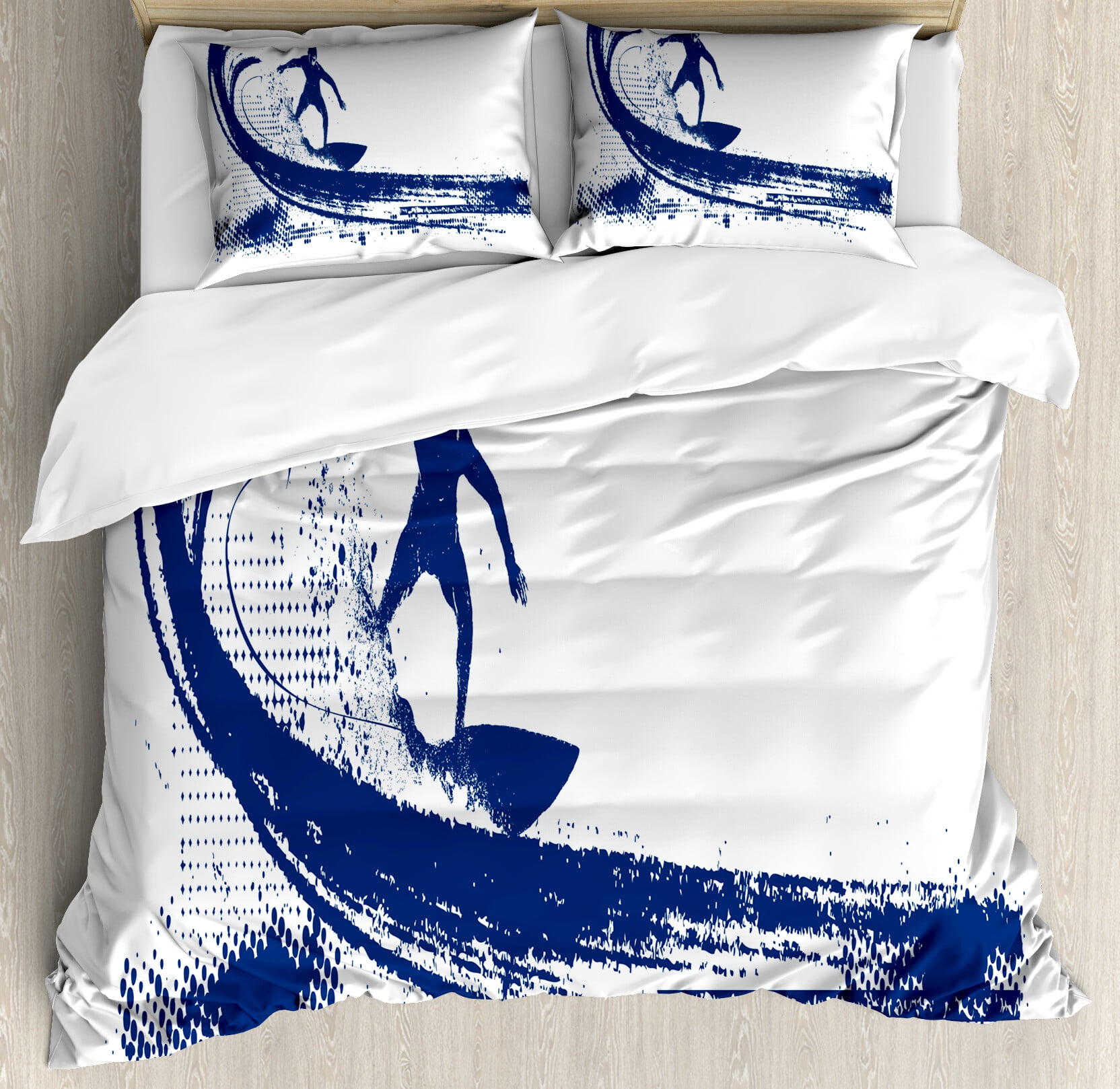 Surfboard Duvet Cover Set, Water Sports Activity Related Weathered ...