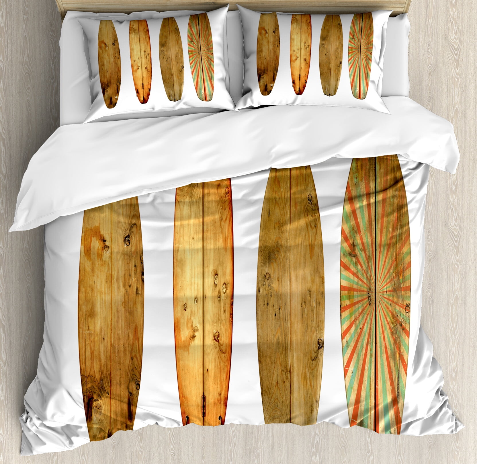 Surfboard Duvet Cover Set, Water Sports Associated Retro Style Vintage ...
