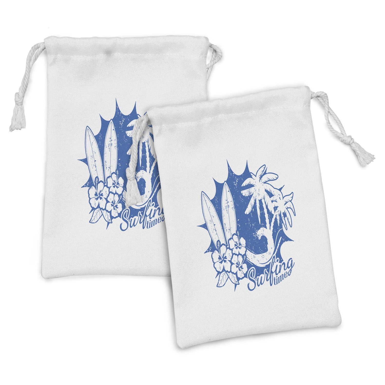 Surfboard Fabric Pouch Set of 2, Tropical Summer Beach Themed Grunge ...