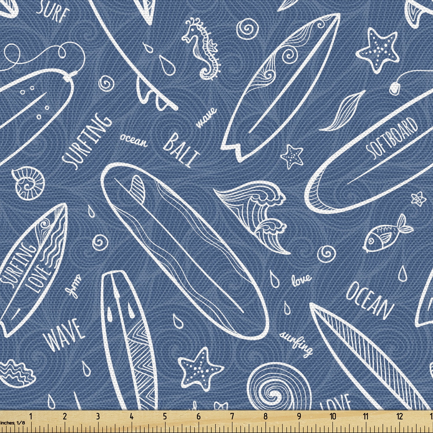 Surfboard Fabric by the Yard Upholstery, Blue Waters Oceanic Elements ...