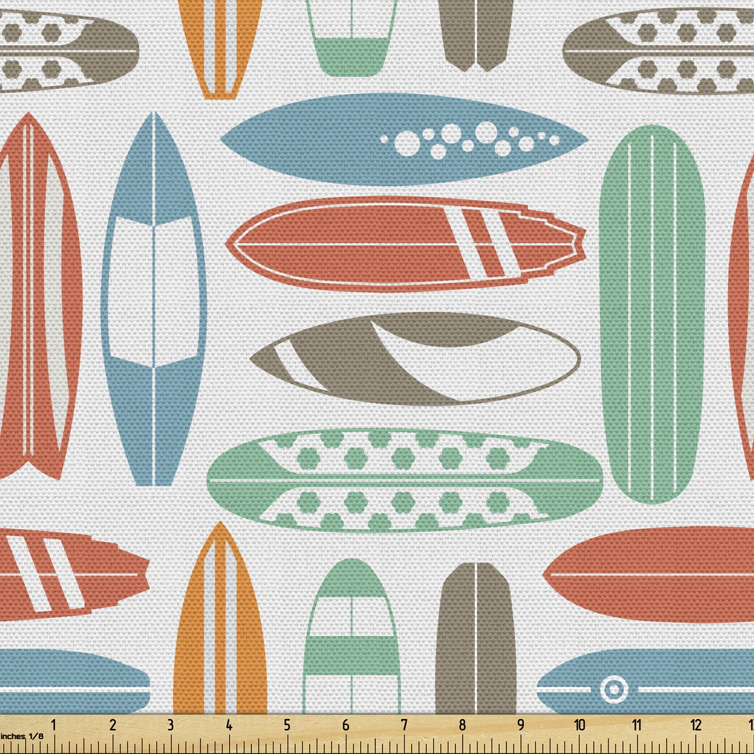 Ambesonne Surfboard Fabric by the Yard Upholstery, Summer Travel Retro ...