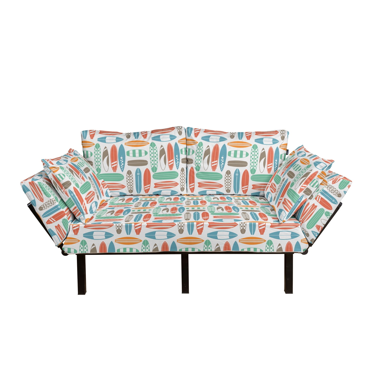 Surfboard Futon Couch, Colorful Surfing Sea Pattern Summer Travel ...