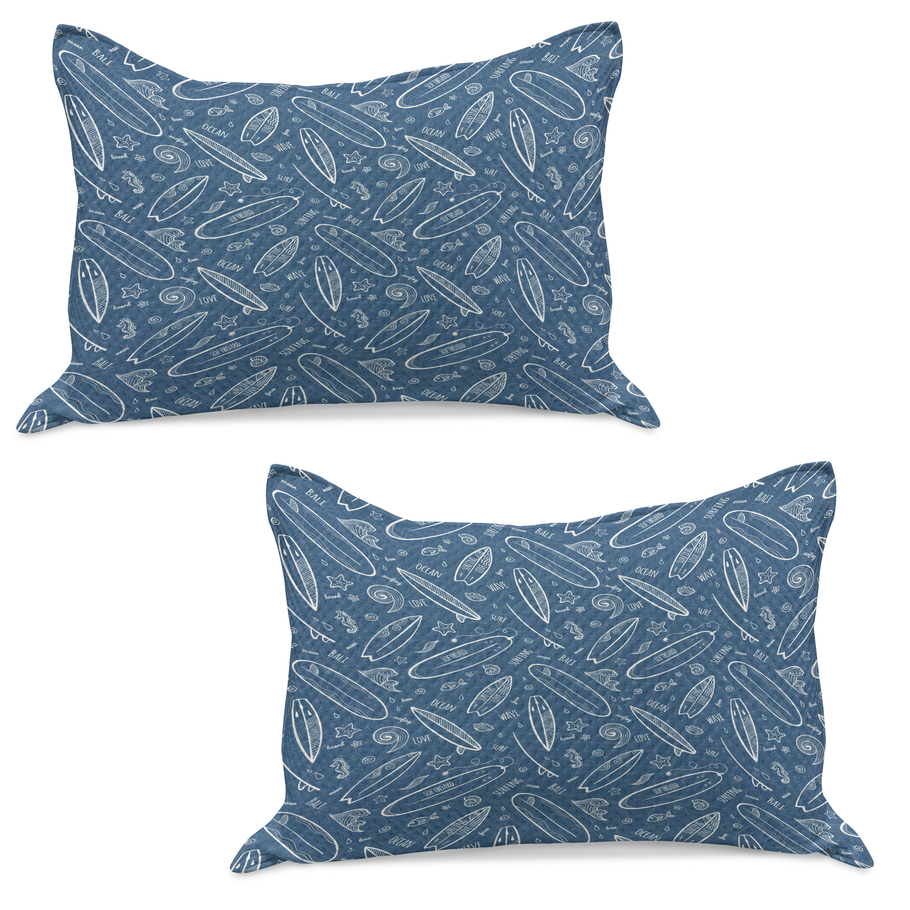 Surfboard Knitted Quilt Pillowcover Set of 2, Blue Waters Oceanic ...