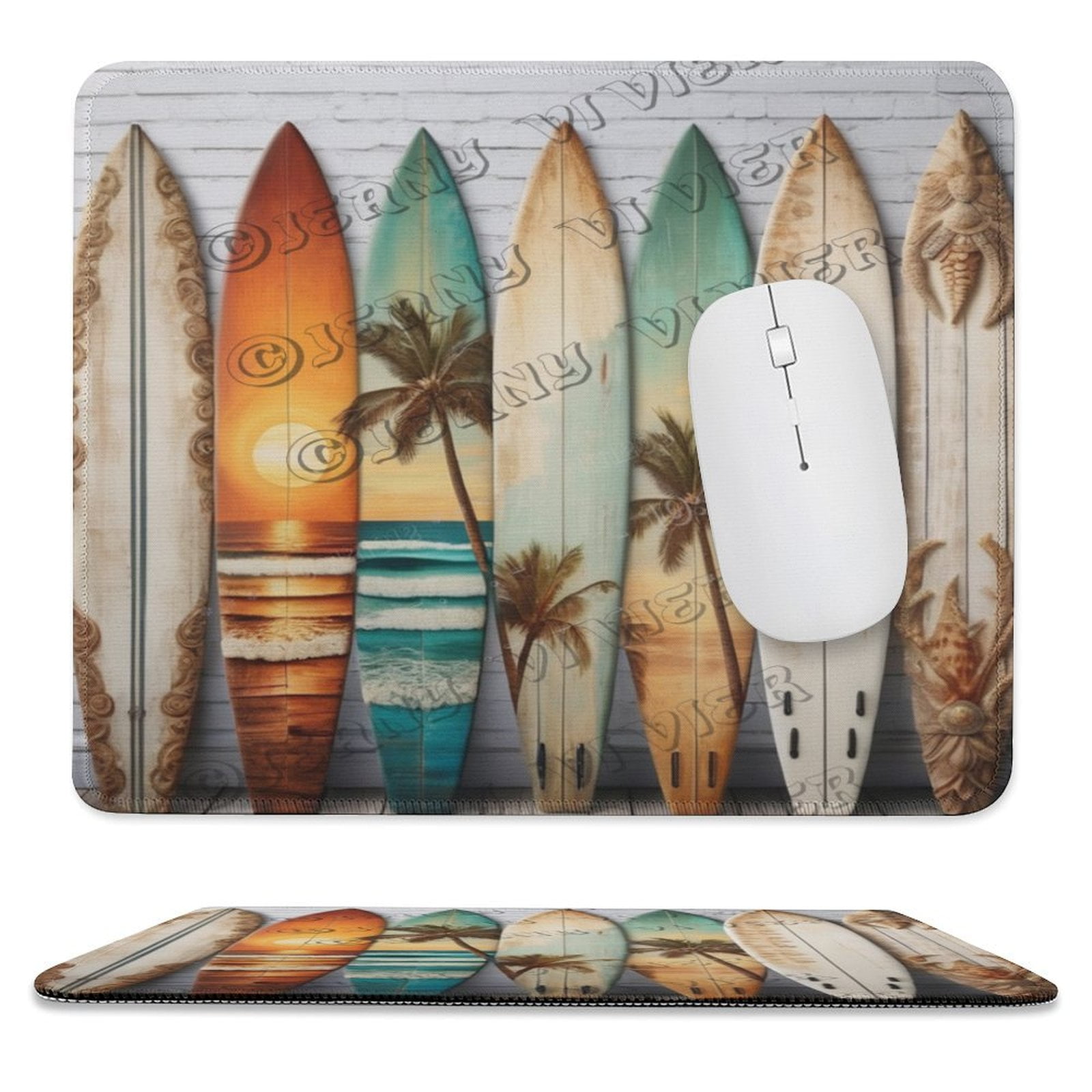 Surfboard Mouse Pad With Stitched Edge,Non-Slip Rubber Base,Premium ...