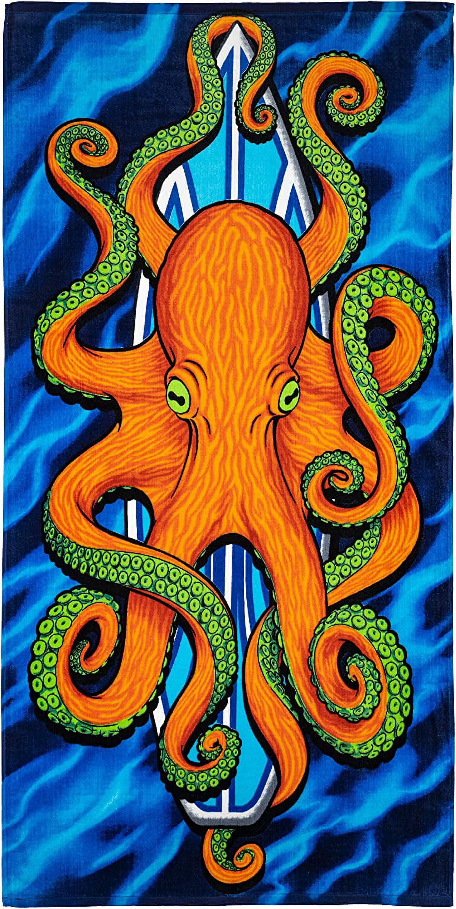 Surfboard Octopus Beach Towel for Boys Octopus Bath Towel Print 30" x ...