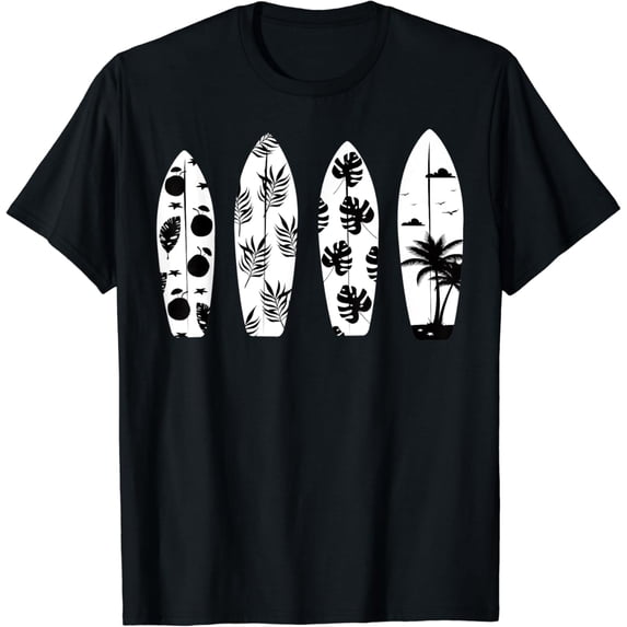 Surfboard Palm Trees Waves Surf Beach T-Shirt - Walmart.com