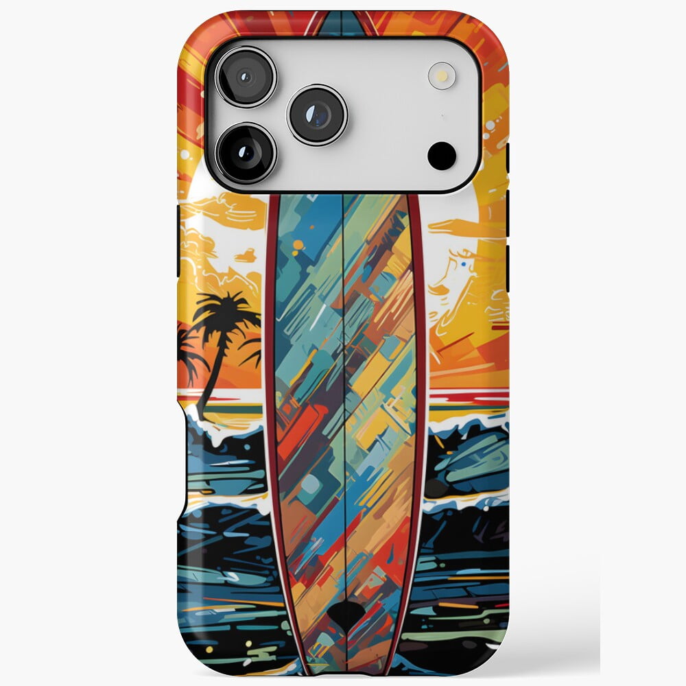 Surfboard Pop Art Colorful Retro Illustration For iPhone 11-17 Pro Max ...