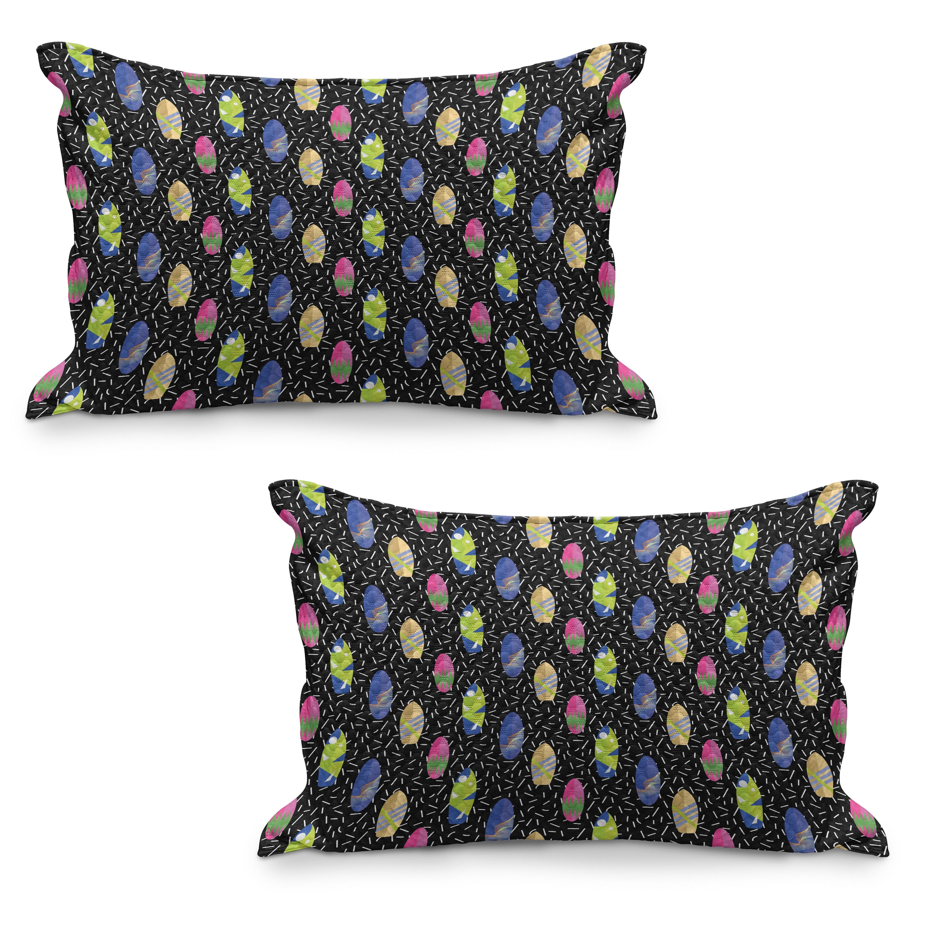 Surfboard Quilted Pillowcover Set of 2, Colorful Boards in Memphis 80s ...
