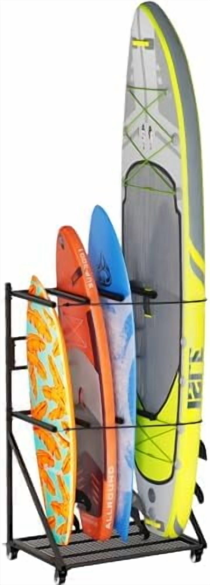 Surfboard Rack for 4 Boards,Heavy Duty Two-Tier Design Indoor Display ...