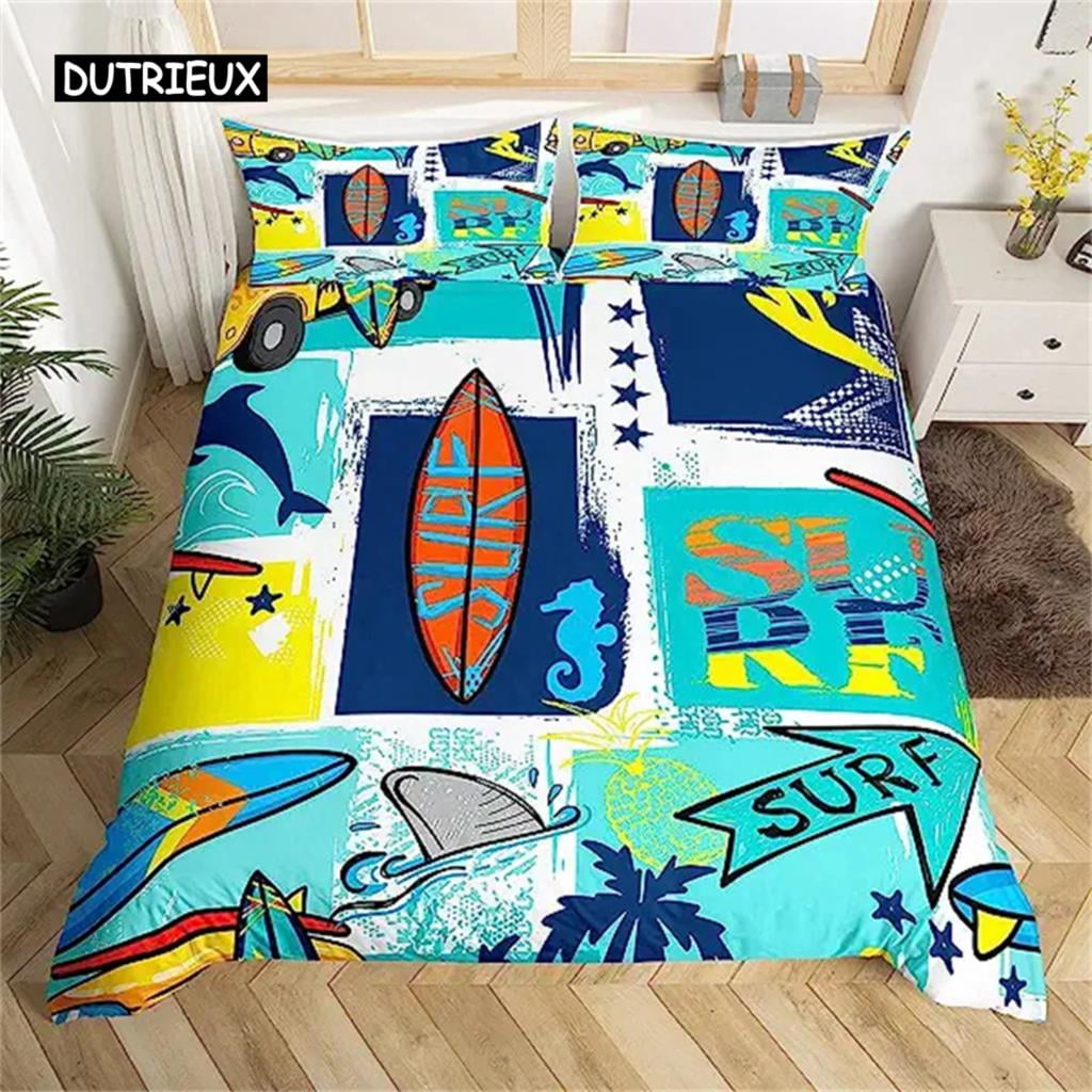 Surfboard Summer Sea Surfing Theme Duvet Cover Ocean Theme Bedding Set ...