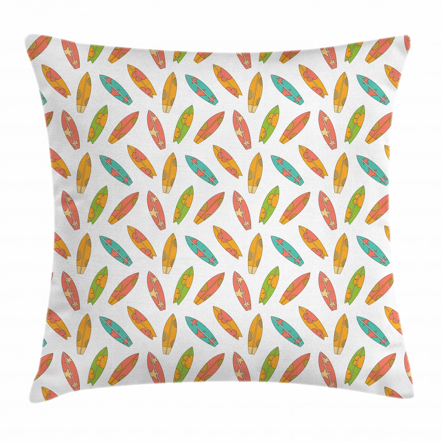Surfboard Throw Pillow Cushion Cover, Fun Colorful Surfing Boards Water ...
