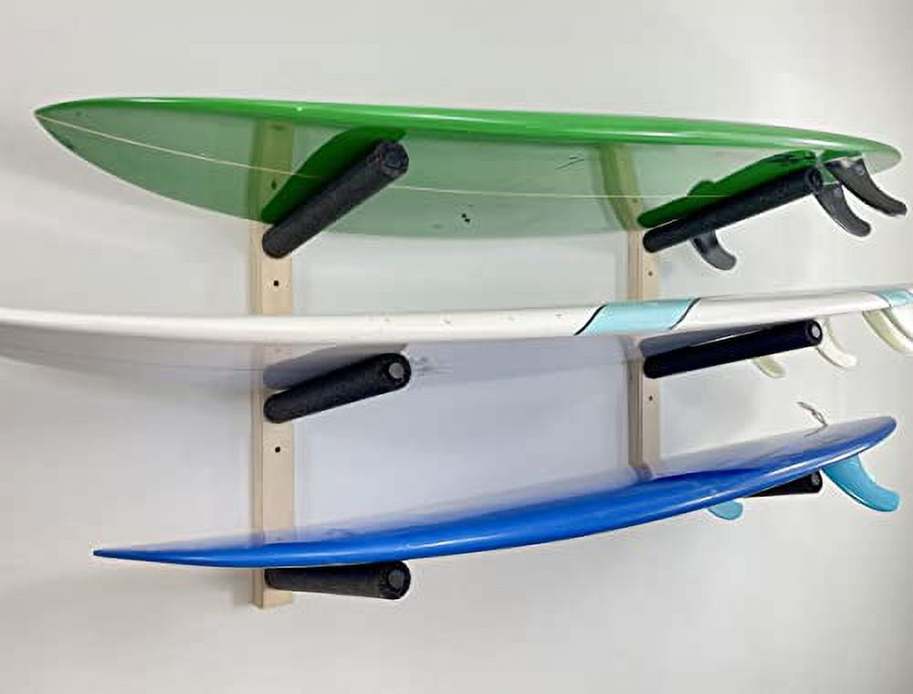 Surfboard, Wakeboard, Kiteboard Wall Rack Mount - Holds 3 Boards ...