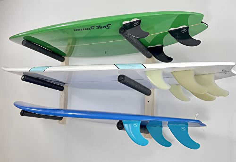 Surfboard, Wakeboard, Kiteboard Wall Rack Mount - Holds 3 Boards ...