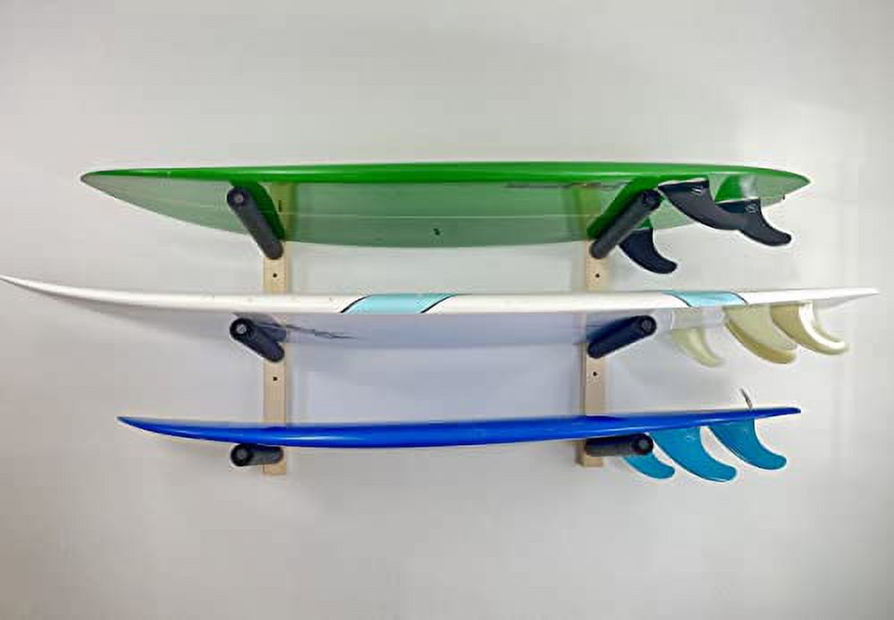 Surfboard, Wakeboard, Kiteboard Wall Rack Mount - Holds 3 Boards ...