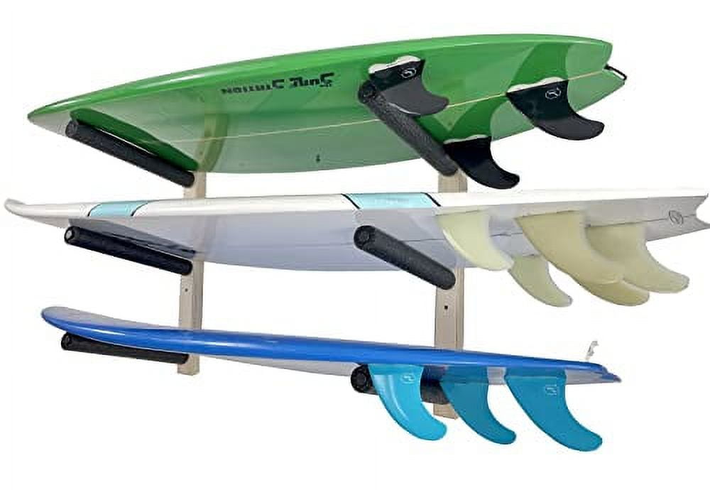 Surfboard, Wakeboard, Kiteboard Wall Rack Mount - Holds 3 Boards - Walmart.com