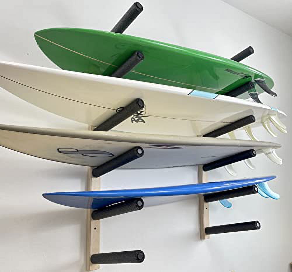 Surfboard, Wakeboard, Kiteboard Wall Rack Mount - Holds 6 Boards ...