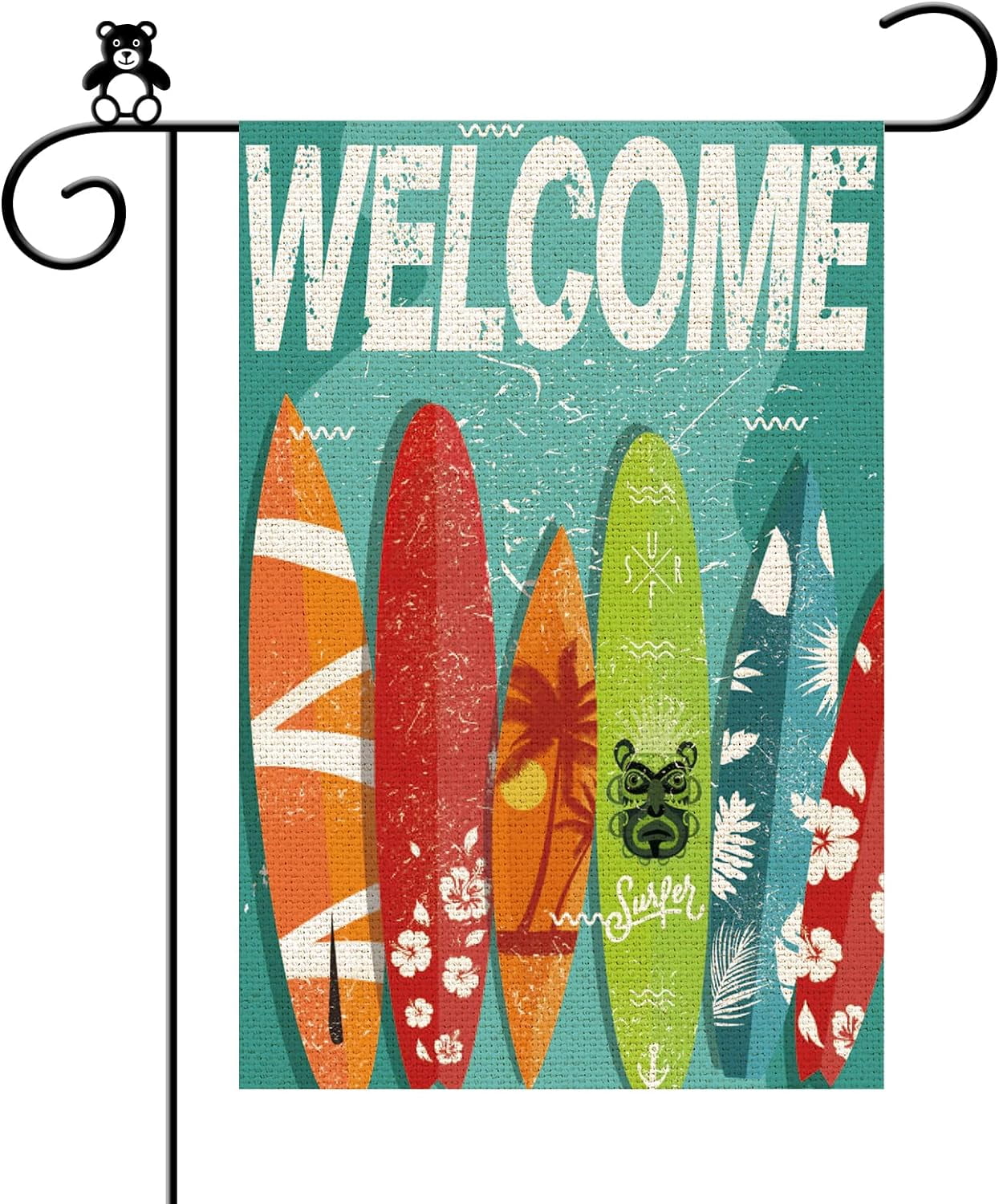 Surfboard Welcome Garden Flag Double Sided,Surf's Up Yard Lawn Sign ...
