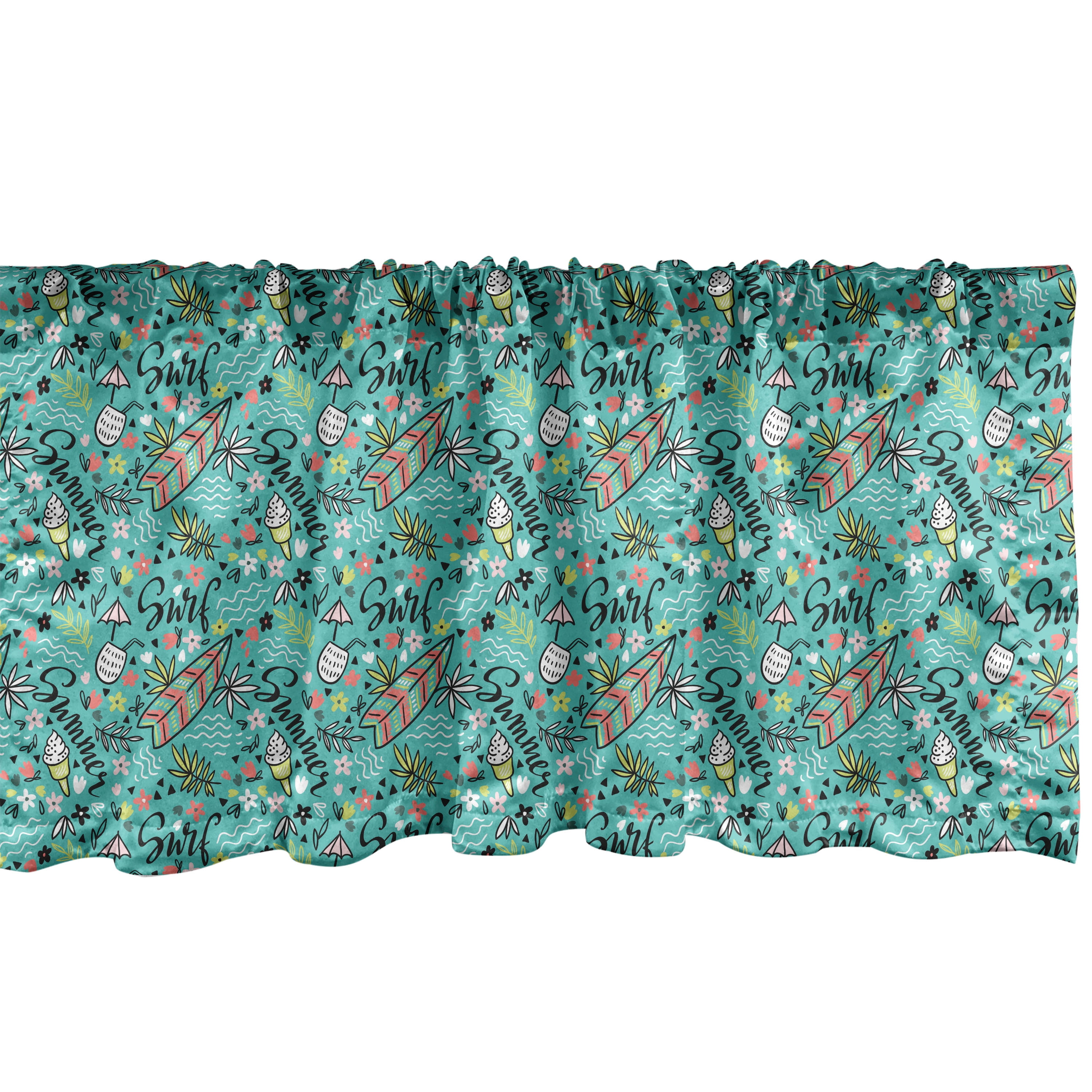 Surfboard Window Valance Pack of 2, Tropical Composition Cocktail Ice ...