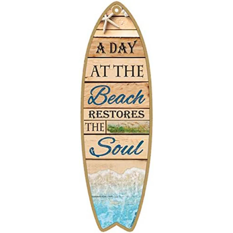 Surfboard Wooden Hanging Sign Ocean Decor Summer Decor Outdoor Decor ...