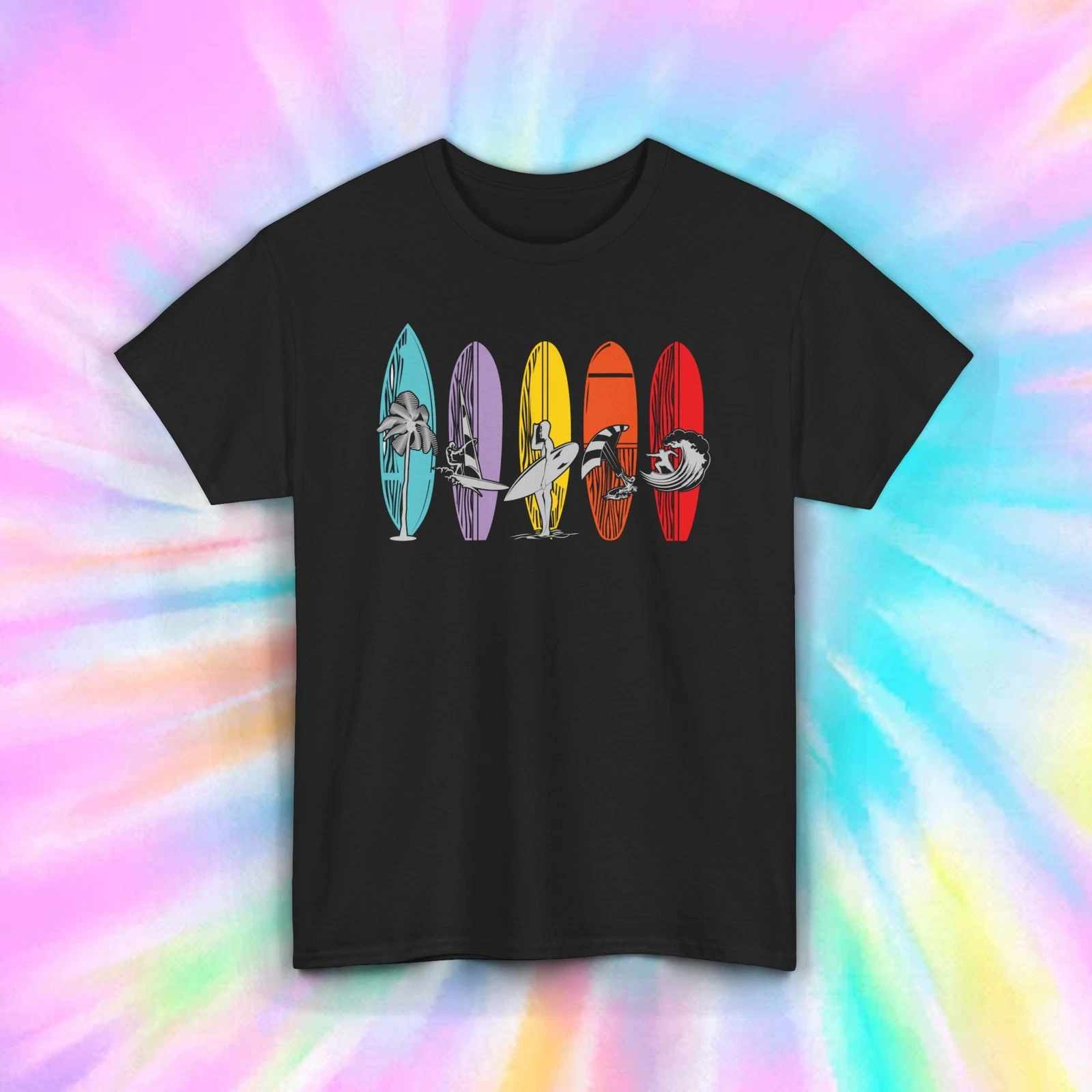 Surfboards Graphic T-Shirt | Colorful Surfing Beach Tee | Summer Fun ...