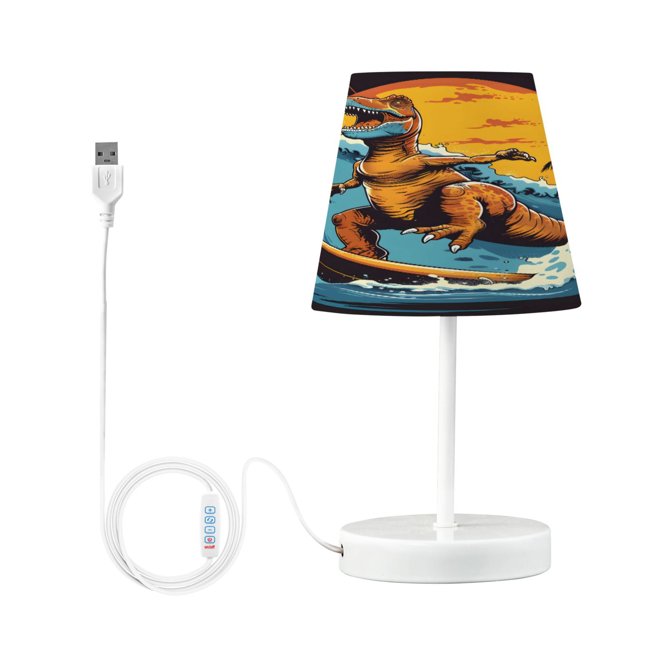 Surfer Dinosaur and Sun Desk Lamp LED Table Nightstand Lamps with 3 ...
