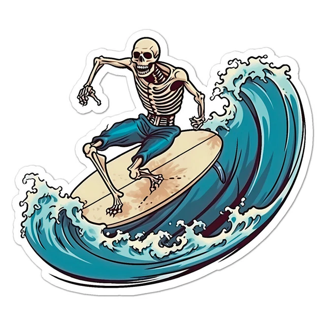 Surfer Dude Wave Sticker Indoor Outdoor Phone Decal Water Bottle ...