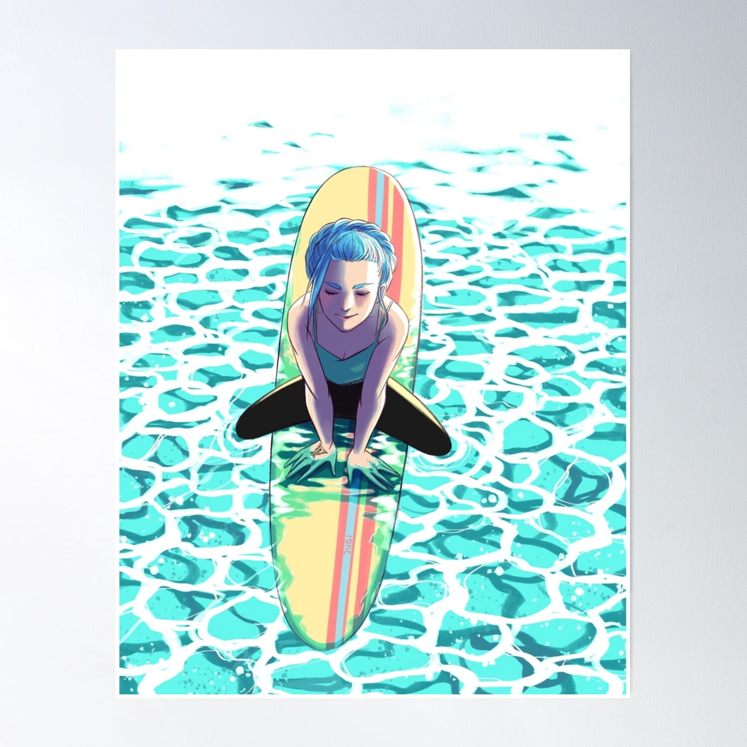 Surfer Girl Poster Wall Art, Modern Wall Decor, 8x12 UNFRAMED - Walmart.com