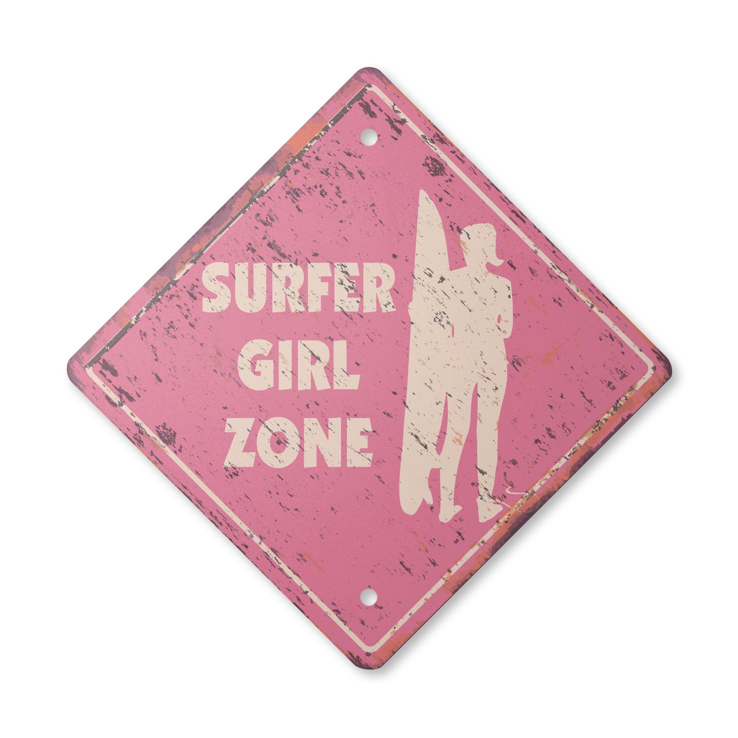 Surfer Girl Vintage Crossing Sign Zone Xing | Indoor/Outdoor Plastic ...