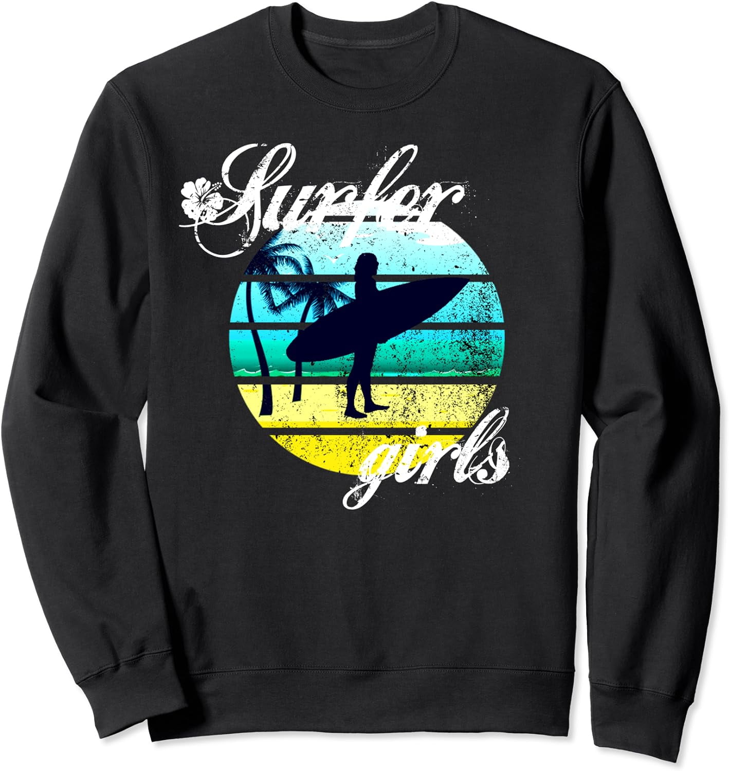 Surfer Girls Summer Beach Surfing Girl Surfboard 80s Retro Sweatshirt ...