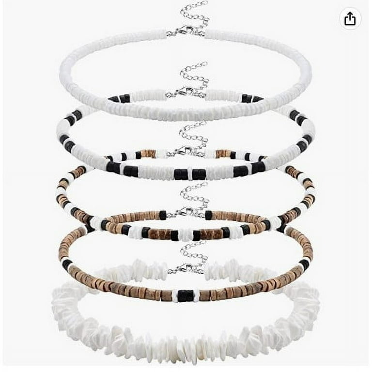 Surfer Necklace for Men Puka Shell Necklace Men Sea Shell Necklace Clam Chip Choker Hawaiian Beach Shell Bead Necklace Pookah Shells Choker Necklace Classic 18.0 Inches Walmart