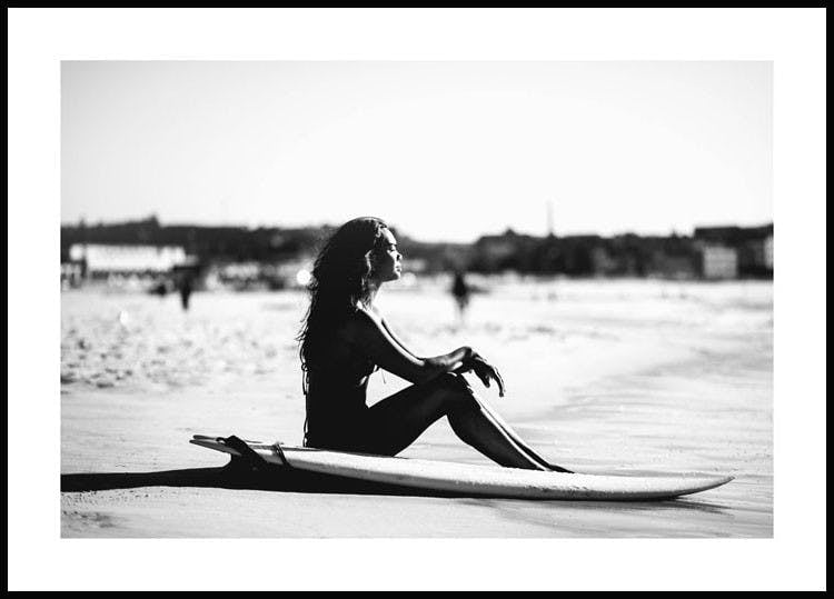 Surfer On The Beach Poster Wall Art, Modern Wall Decor For Living Room ...