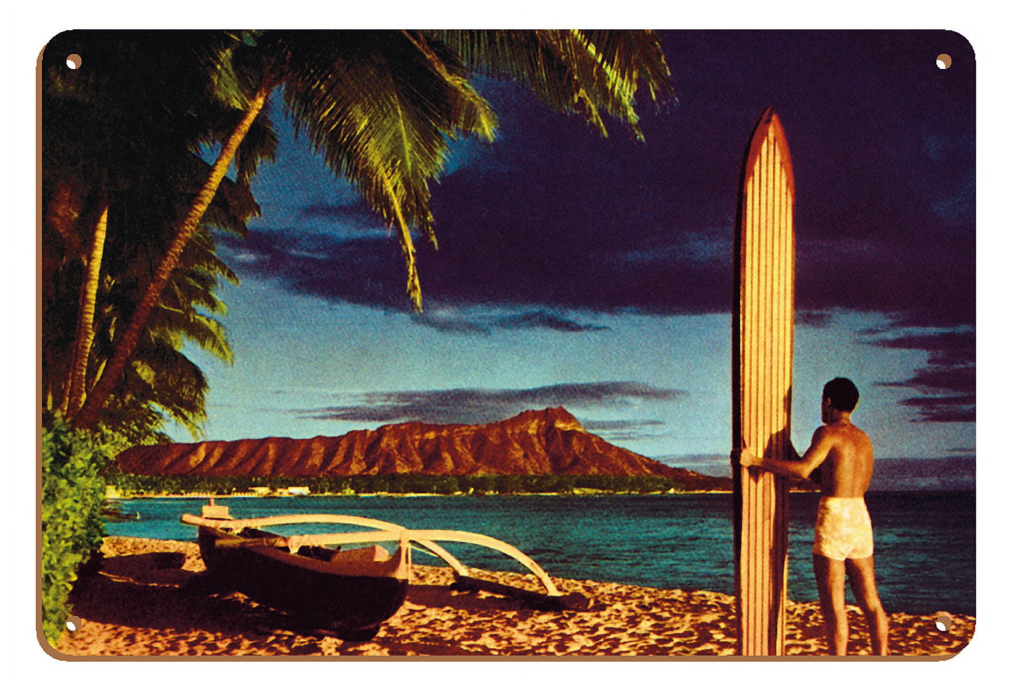 Surfer Outrigger Canoe and Diamond Head Crater - Honolulu Hawai’i ...