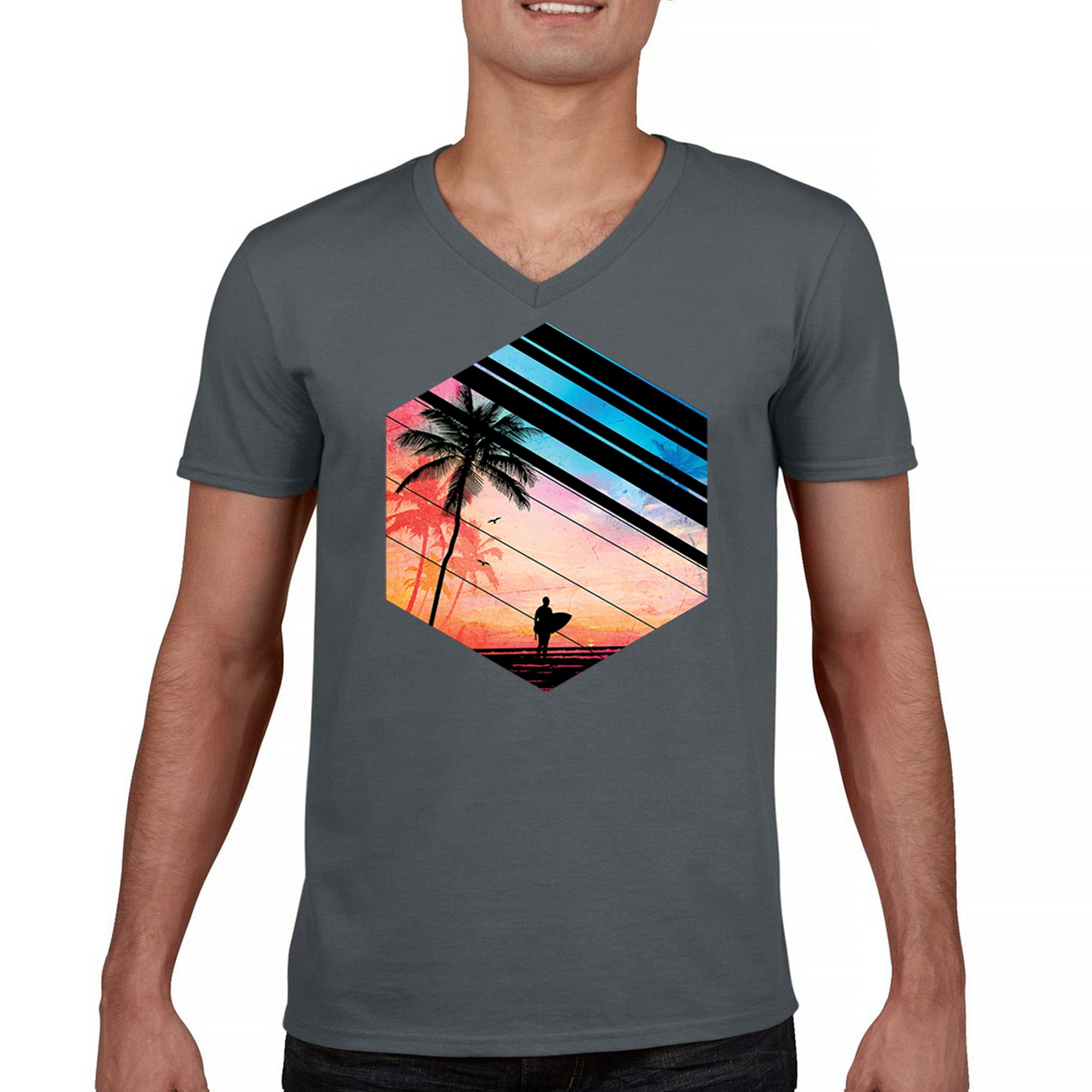 Surfer Paradise V-Neck T-shirt Vintage Ocean Summer Surfing Wave ...