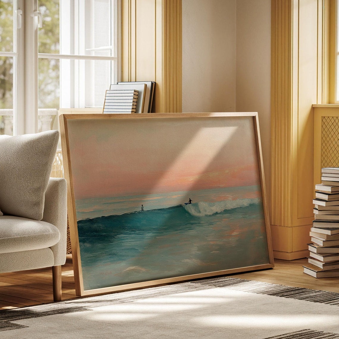 Surfer Riding A Wave At Sunset – Ocean Wall Art, Surfing Print, Coastal ...