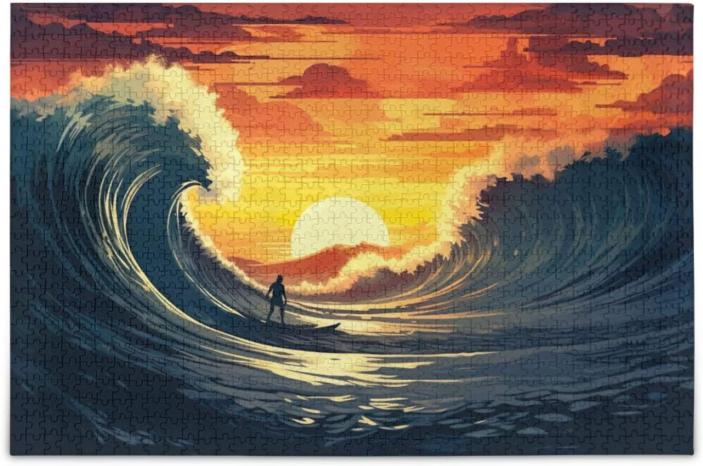 Surfer Riding Waves Jigsaw Puzzles for Adults 1000 Pieces, Die-Cut ...