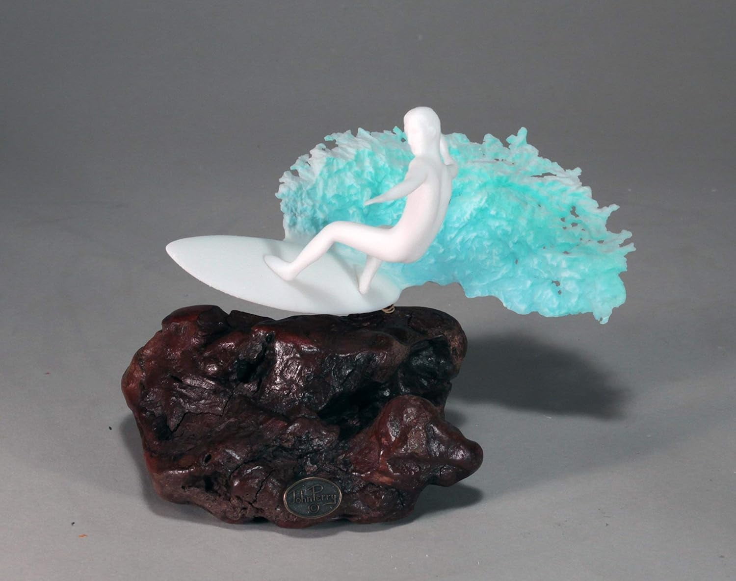 Surfer Sculpture by John Perry Blue Wave 7in Long Pellucida - Walmart.com