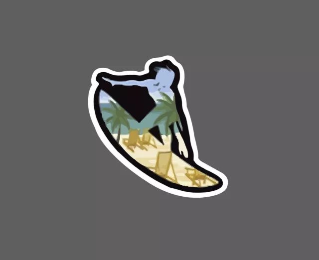 Surfer Sticker Beach Scene Waterproof Sticker Phone Decal Water Bottle ...