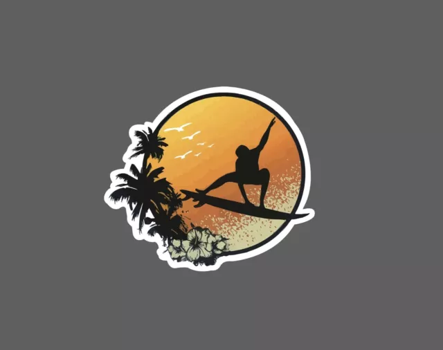 Surfer Sunset Sticker Tropical Waterproof Sticker Phone Decal Water ...