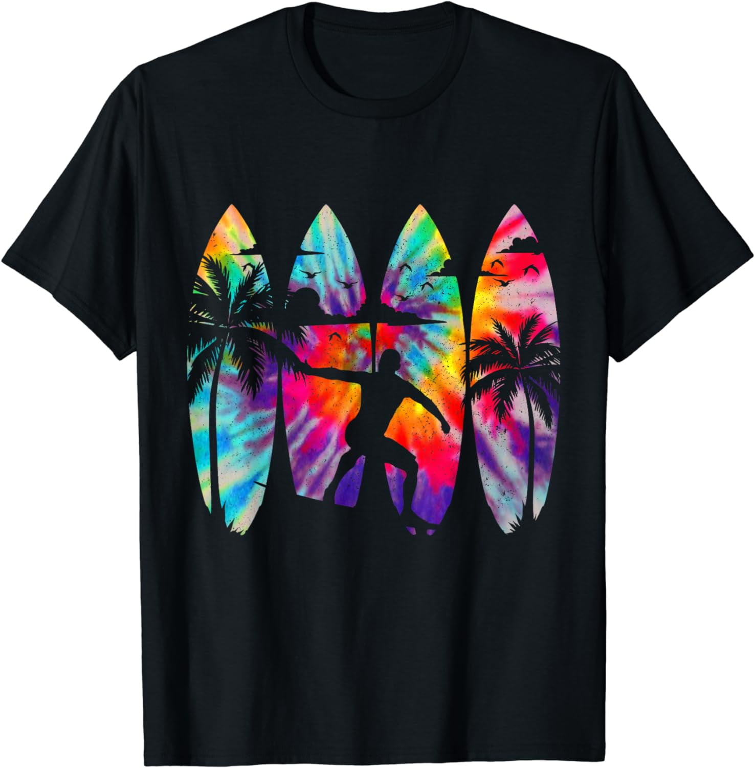 Surfer Surfboard Vintage Surfing Beach Summer Surf Tie Dye T-Shirt ...
